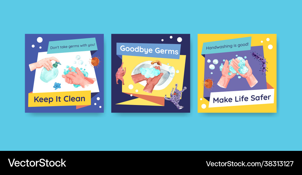 Ads template with global handwashing day concept Vector Image