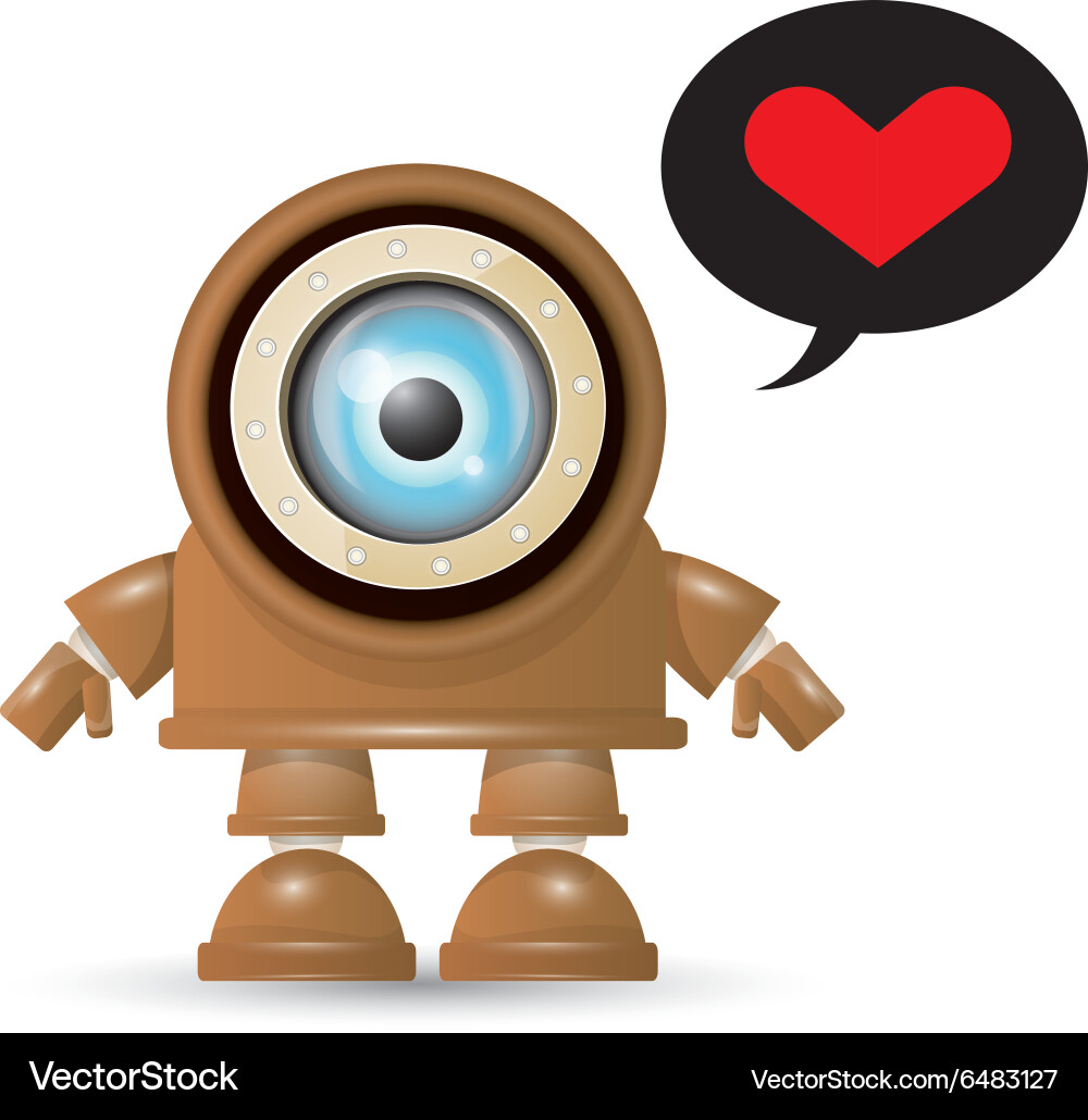 Brown cartoon robot isolated on white Royalty Free Vector