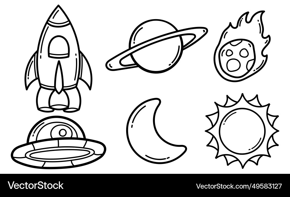 Collection of hand drawn with a space theme Vector Image