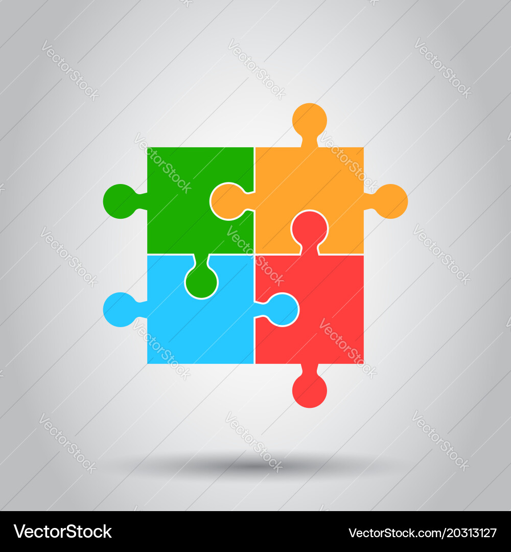 Colorful jigsaw puzzle flat puzzle game simple Vector Image