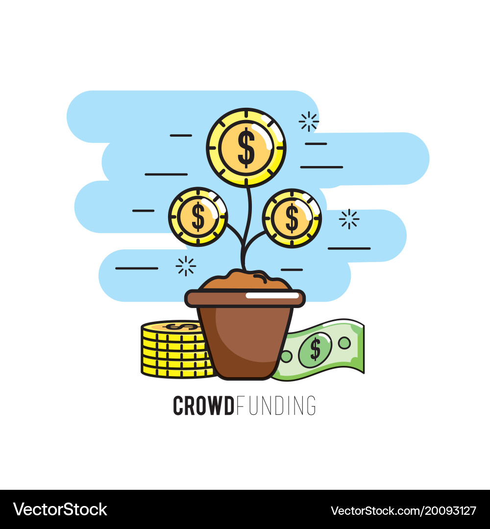 Crowdfunding strategy project to finance support Vector Image