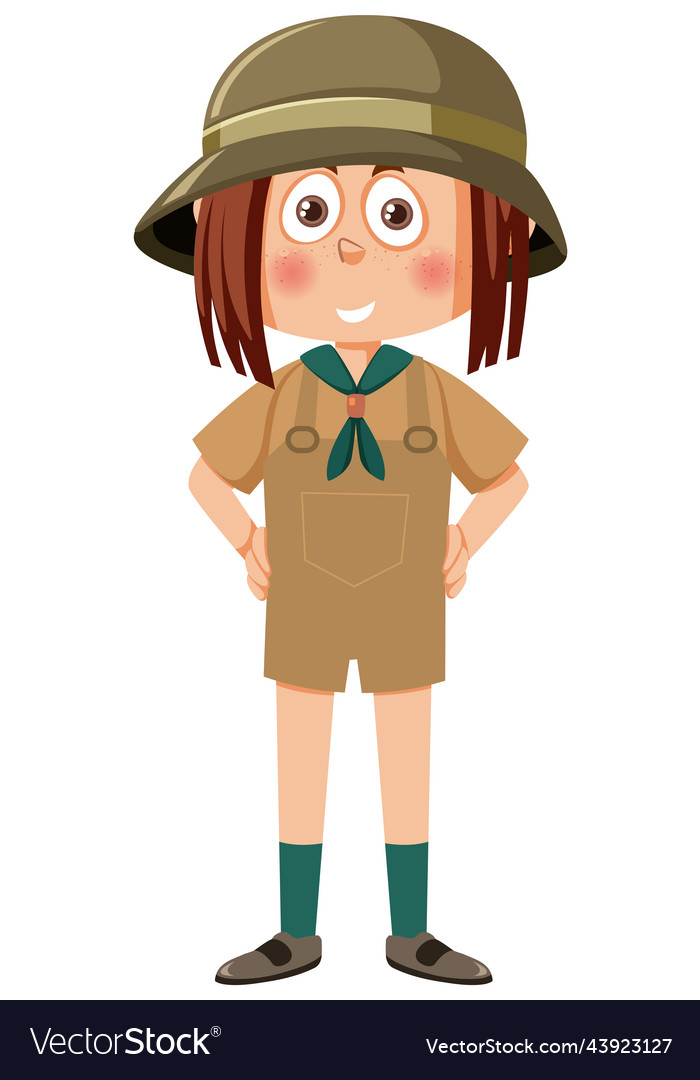 Cute Girl Scout Cartoon Character Royalty Free Vector Image