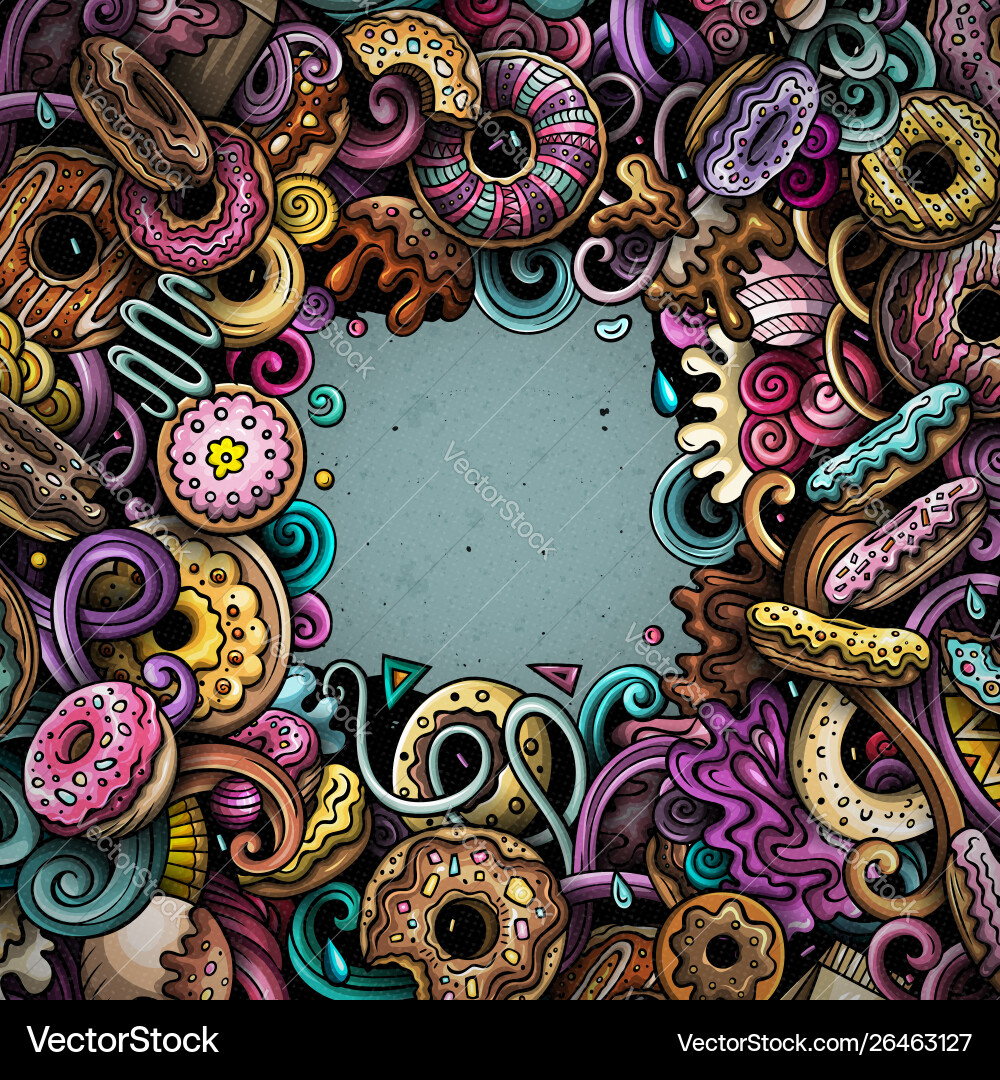 Donuts hand drawn doodles Royalty Free Vector Image