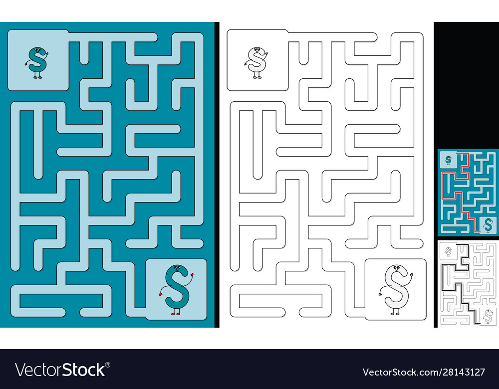 Easy alphabet maze - letter s Royalty Free Vector Image