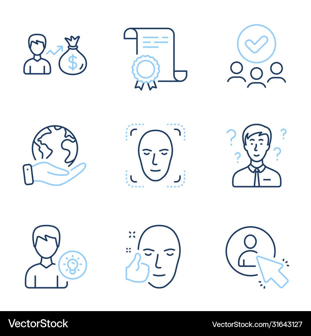 Face detection user and healthy icons set Vector Image