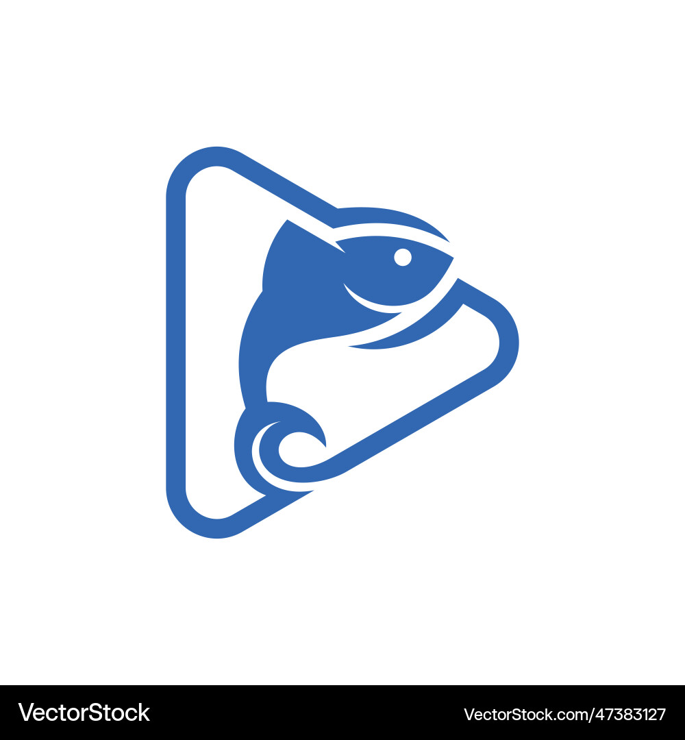 Fish play button logo logo with a minimalist Vector Image