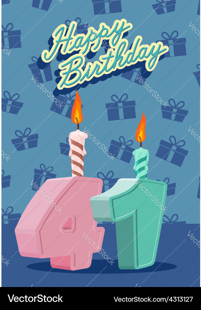 Happy birthday card with 41th Royalty Free Vector Image