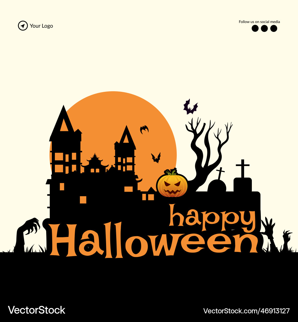 Happy halloween banner design template Royalty Free Vector