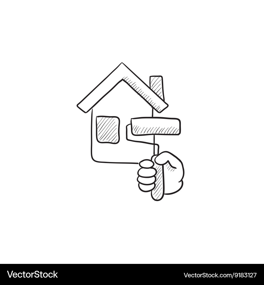 House painting sketch icon Royalty Free Vector Image