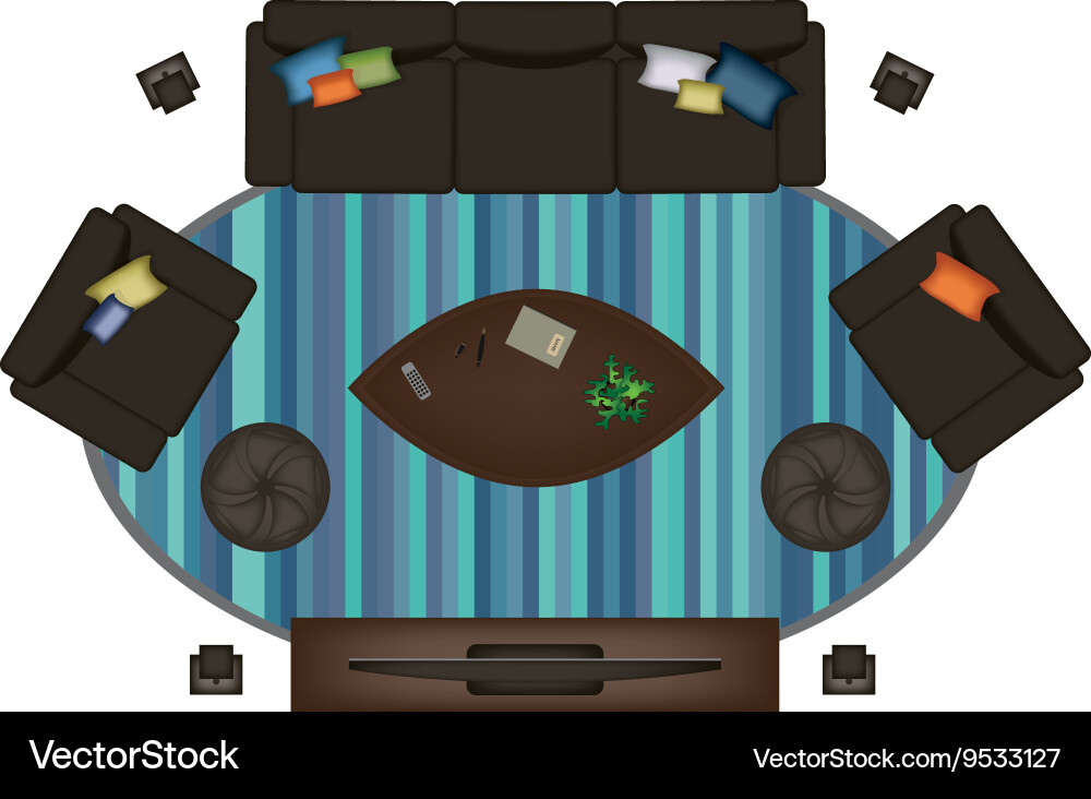 Interior icons top view with sofa armchair couch Vector Image