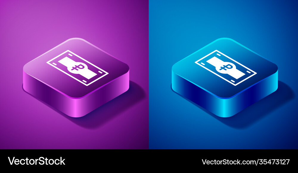 Isometric russian ruble banknote icon isolated Vector Image