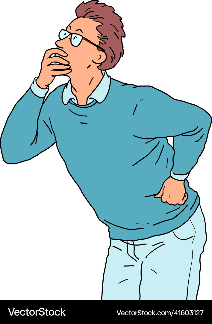 Man with glasses is thinking the clever Royalty Free Vector