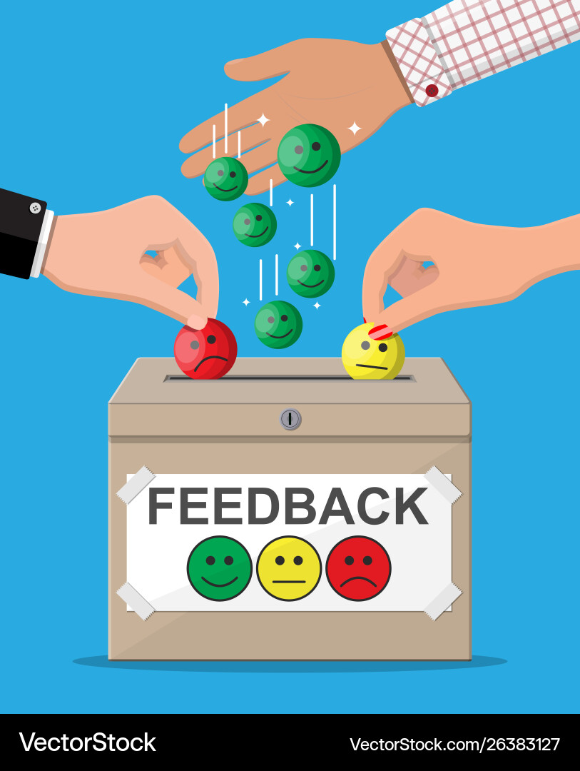 Rating box reviews smiles Royalty Free Vector Image