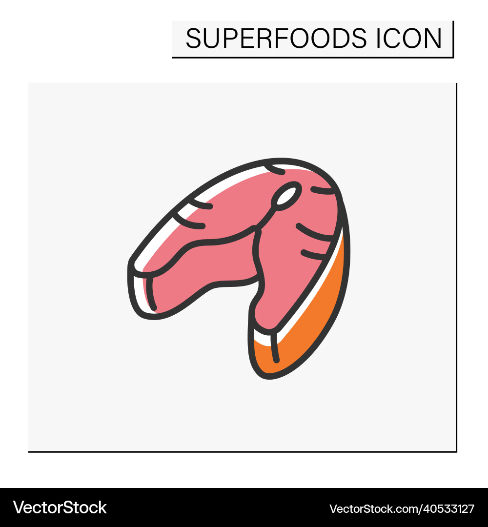 Salmon fish steak color icon Royalty Free Vector Image