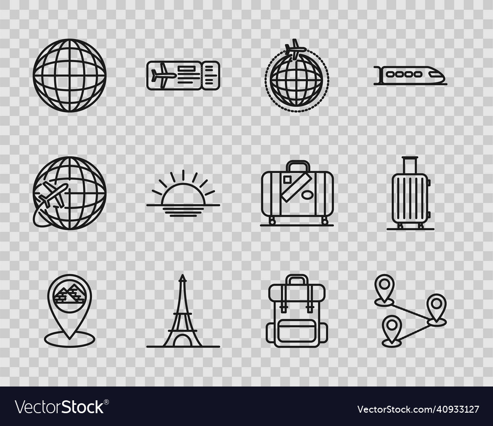 Set line map pointer with egypt pyramids route Vector Image Set line map pointer with egypt pyramids route Vector Image