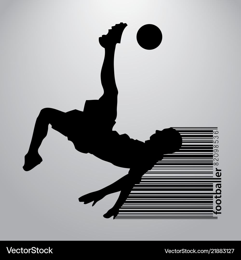 Silhouette a football player and barcode Vector Image