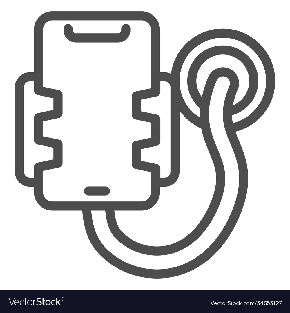 Smartphone on holder line icon Royalty Free Vector Image Smartphone on holder line icon Royalty Free Vector Image