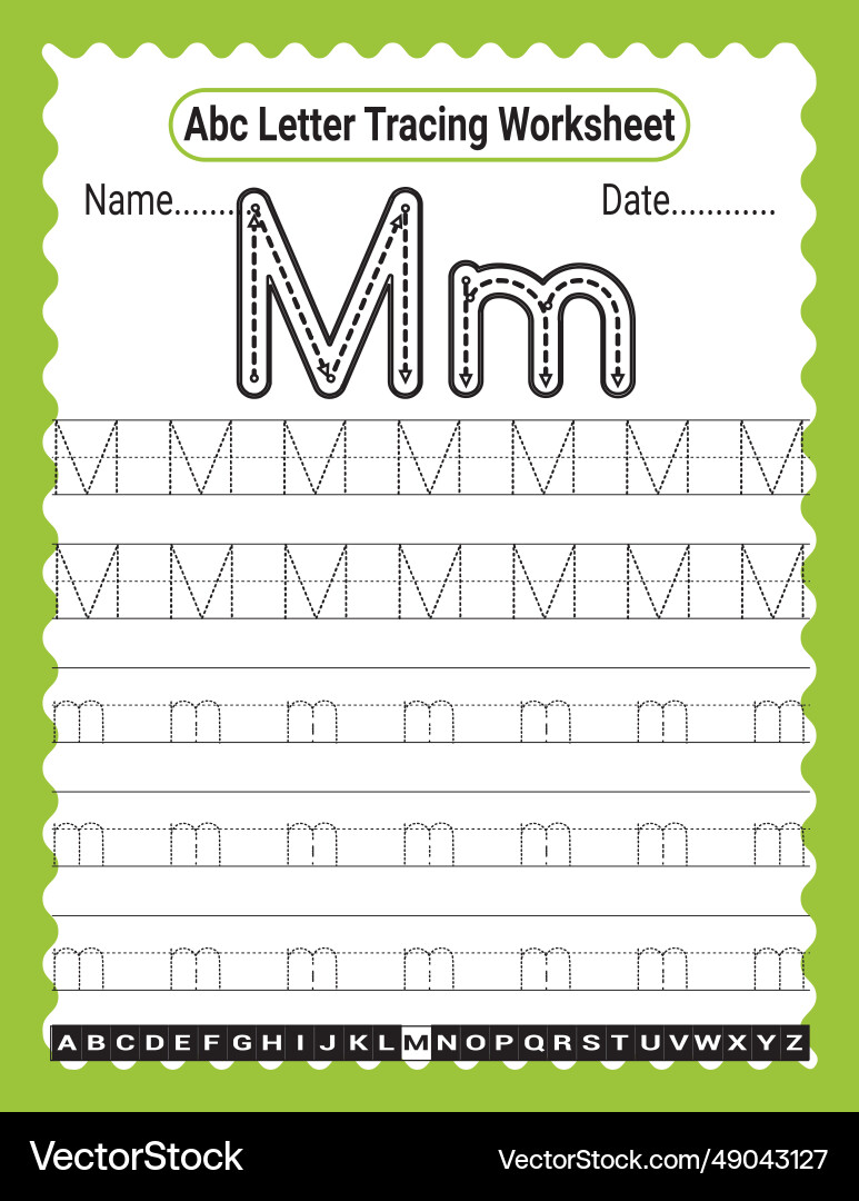 Uppercase and lowercase letter tracing worksheets Vector Image