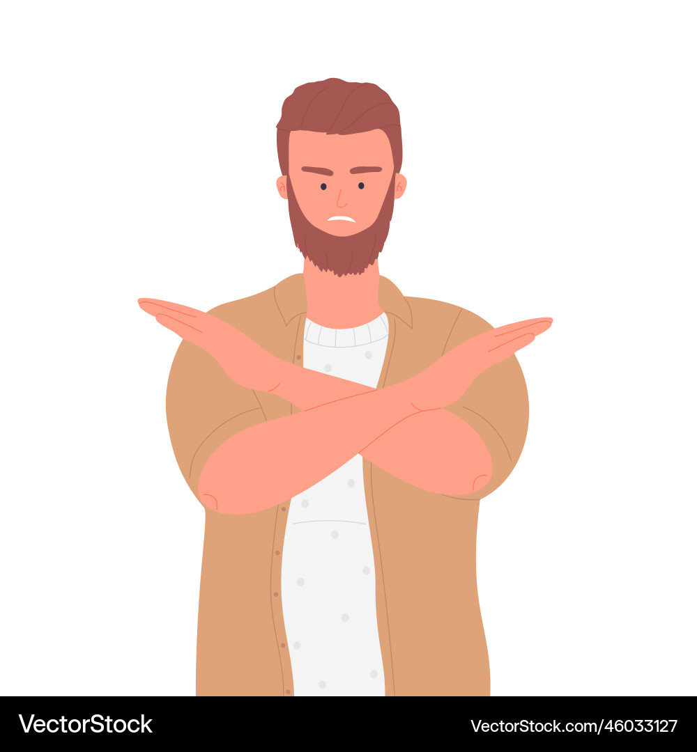 Upset boy with crossed arms Royalty Free Vector Image