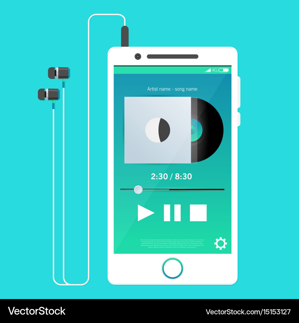 With a mobile phone in flat style musical Vector Image