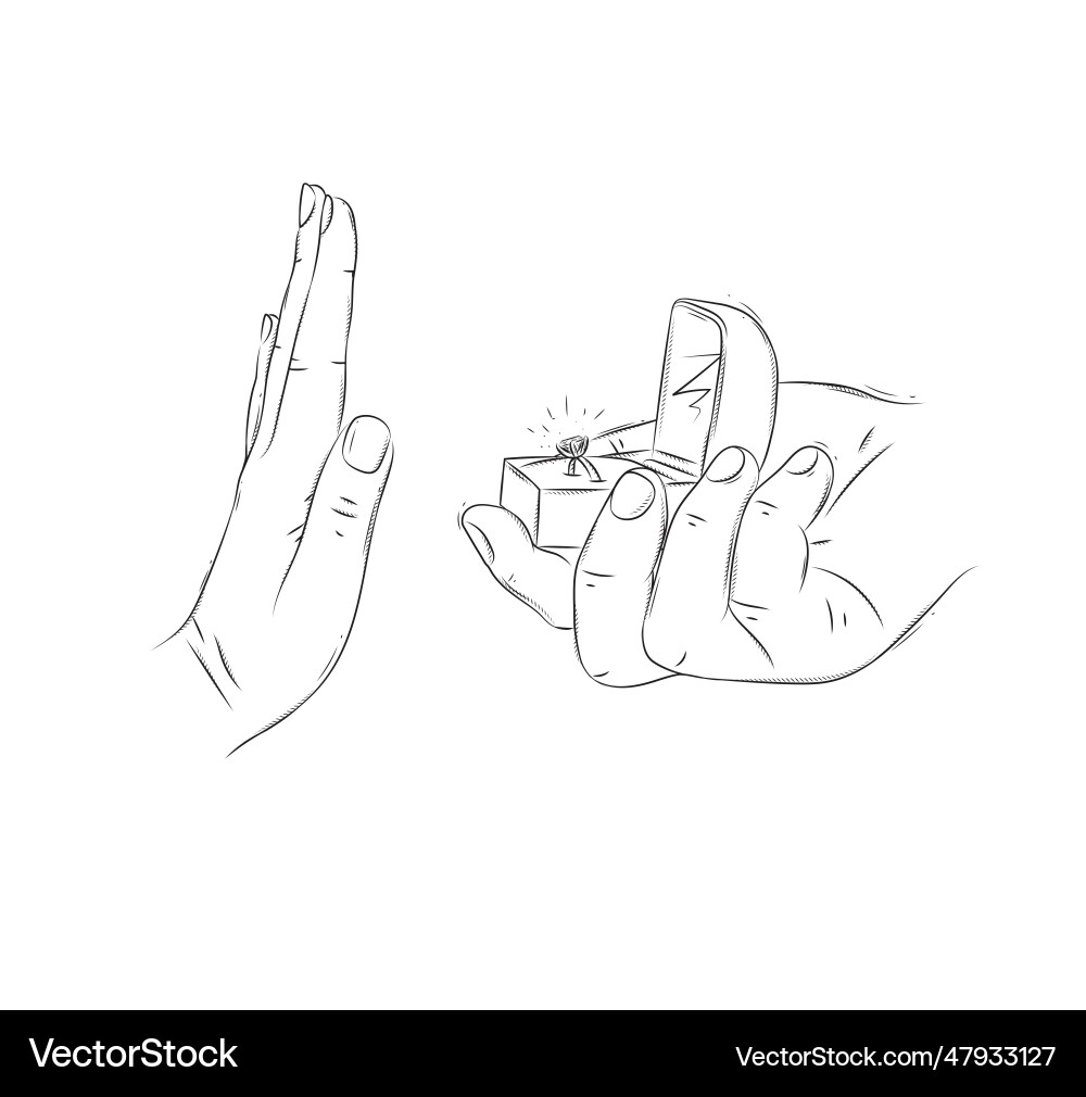 Woman hand reject wedding ring Royalty Free Vector Image