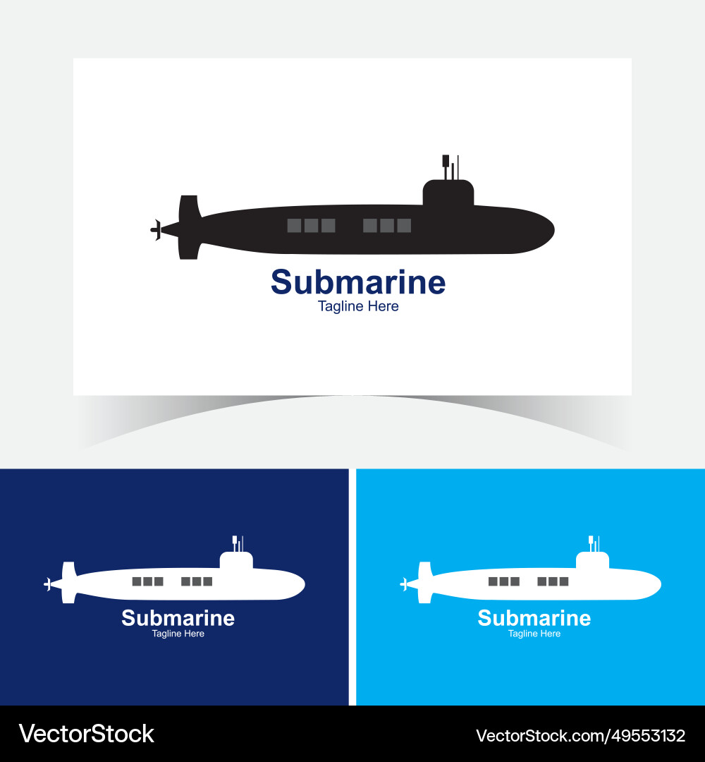 Black and white submarine logo design template Vector Image