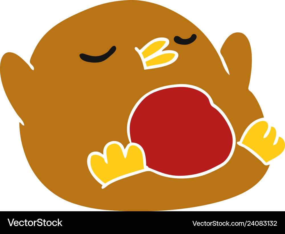 Cartoon cute kawaii red robin Royalty Free Vector Image