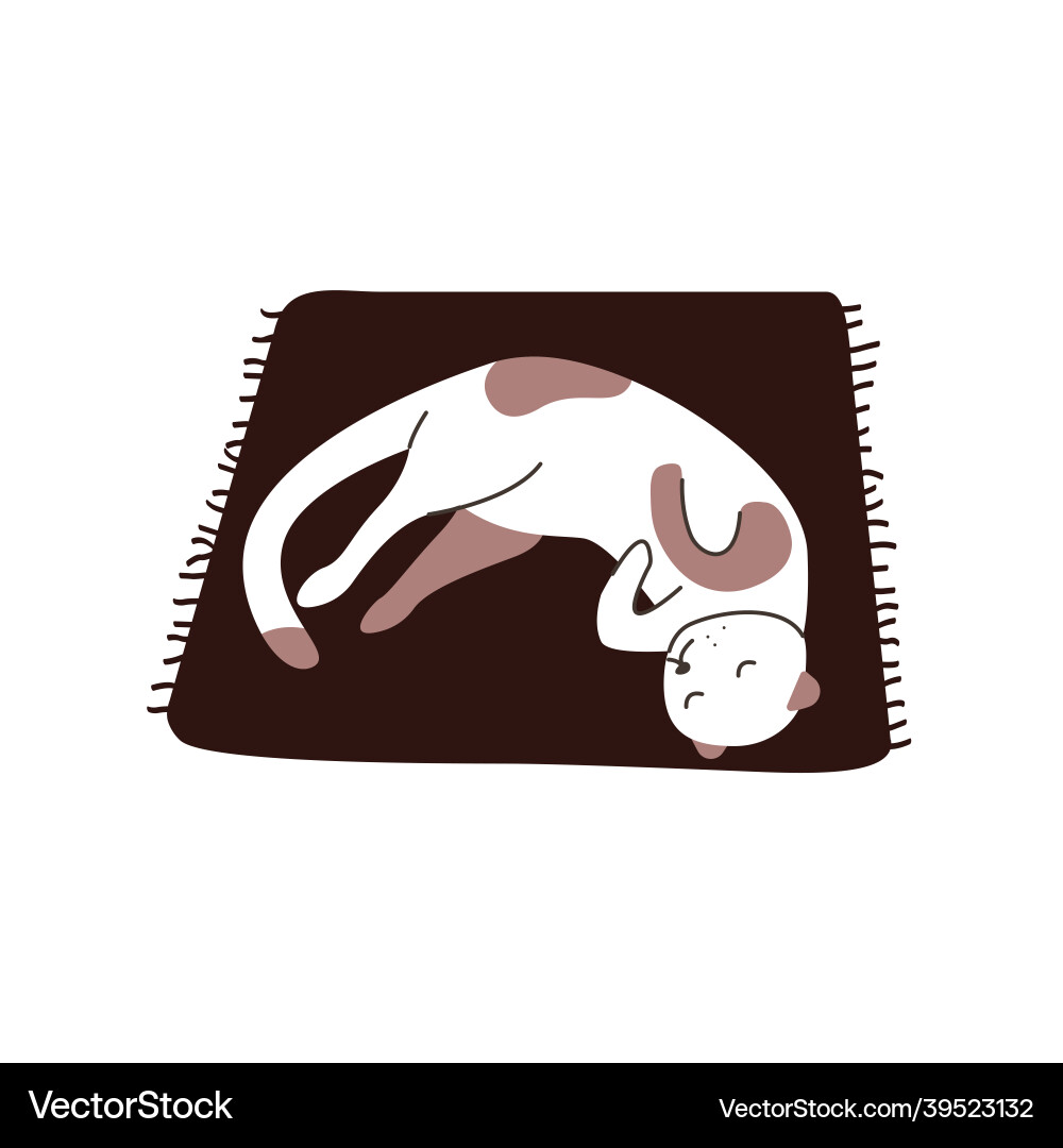 Cute cat sleeping on rug sweet kitty resting Vector Image