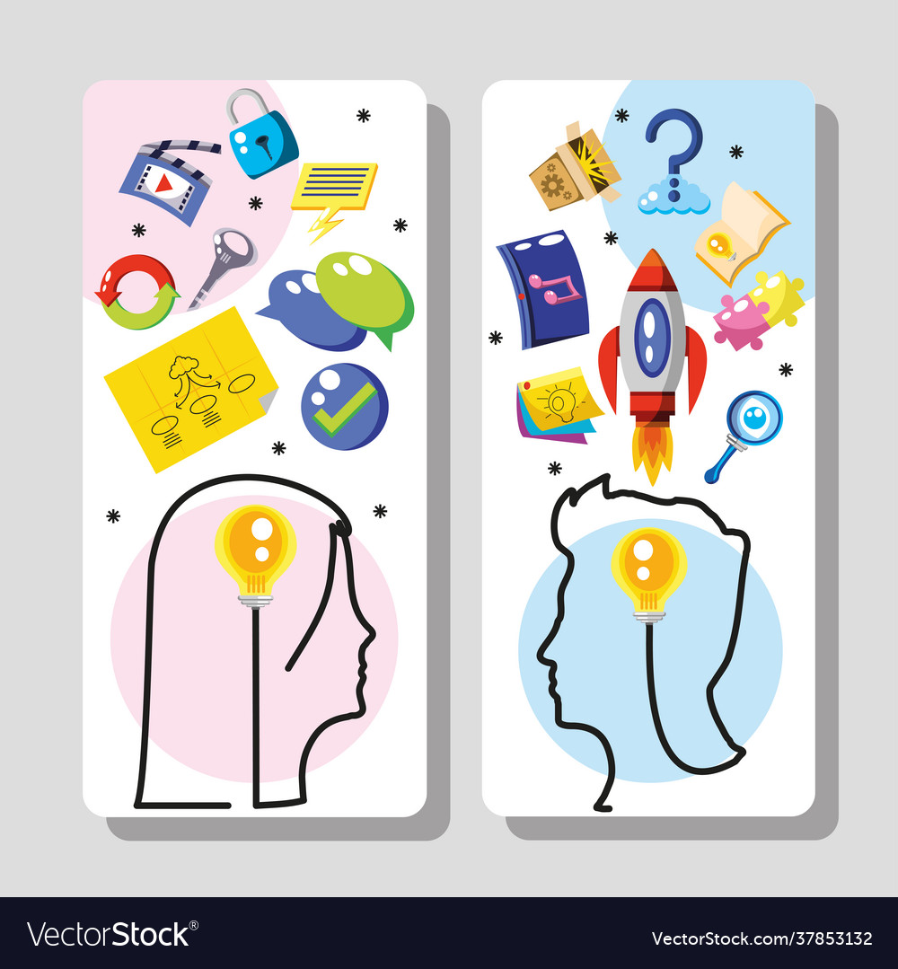 Faces brain creativity Royalty Free Vector Image