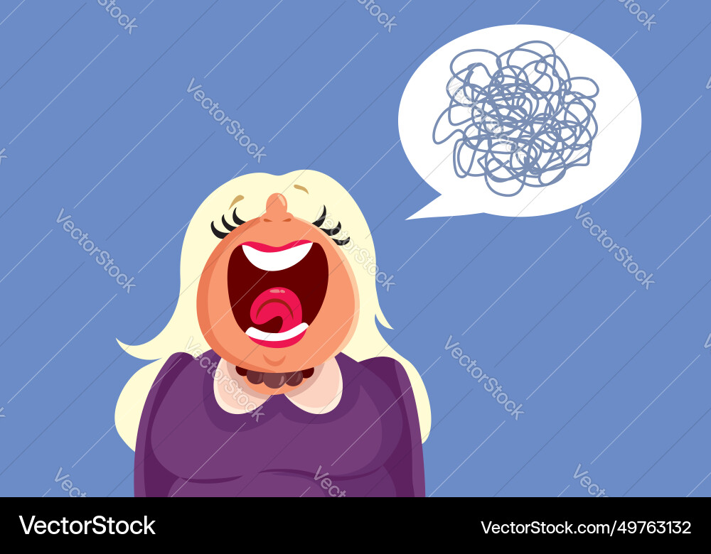 Mature woman speaking incoherent babbling Vector Image