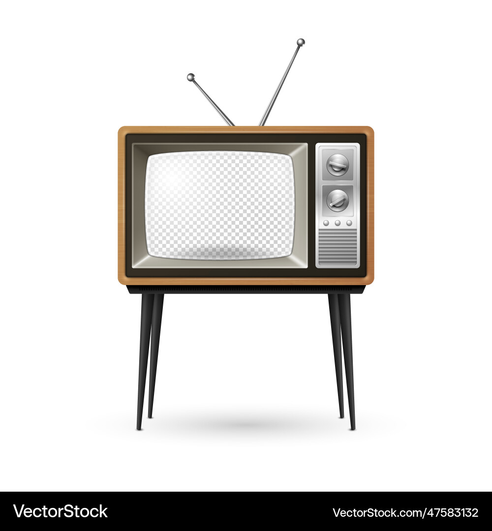 Retro tv receiver with wooden frame Royalty Free Vector