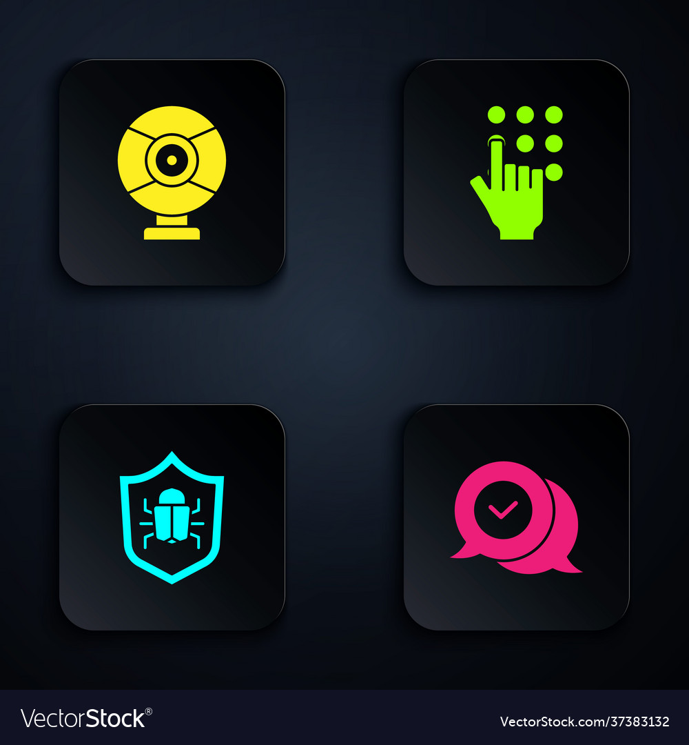 Set Check Mark In Speech Bubble Security Camera Vector Image