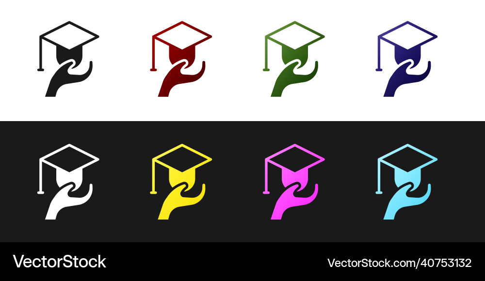 Set education grant icon isolated on black Vector Image