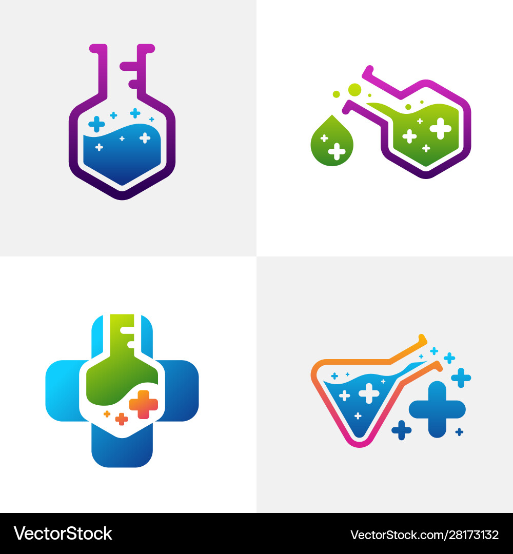 Set health plus with lab logo design concept Vector Image