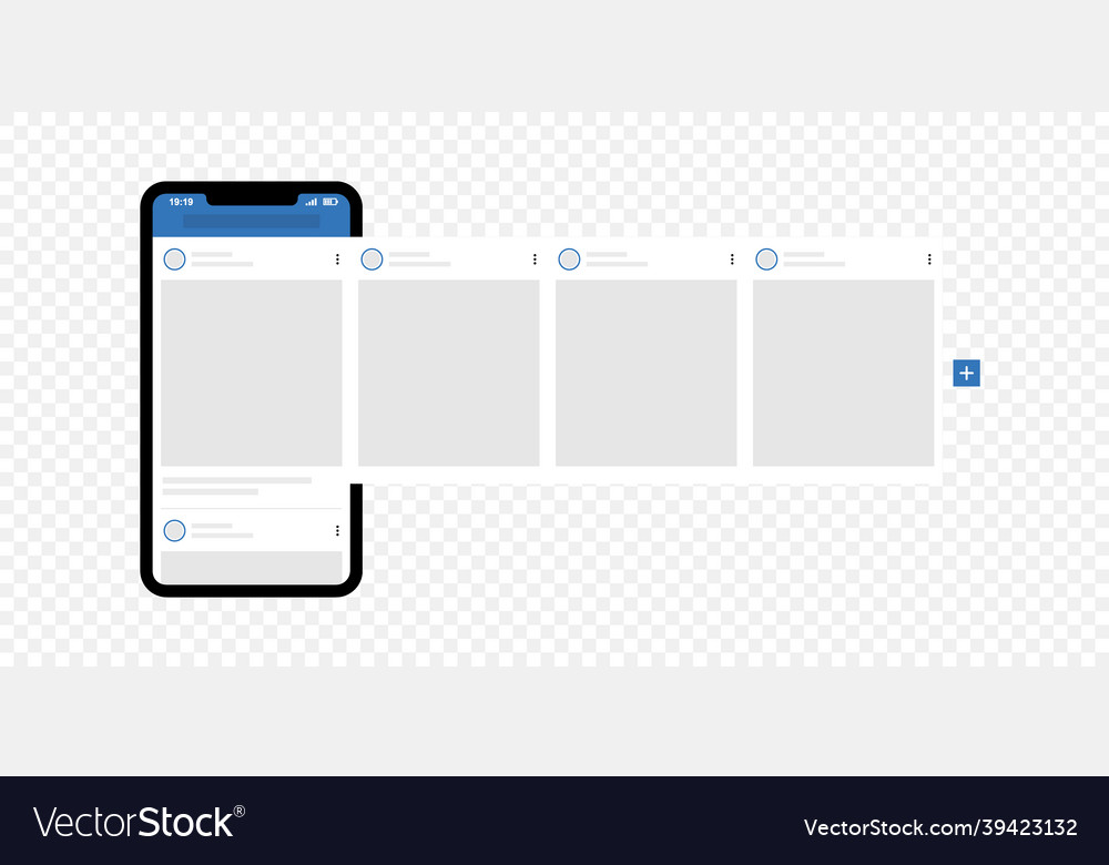 Smartphone with interface carousel posts Vector Image