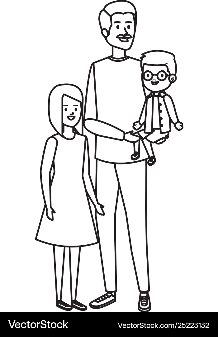 Young father with son and daughter Royalty Free Vector Image