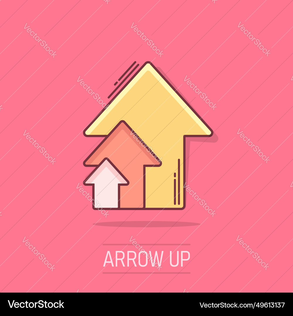 Cartoon arrow up icon in comic style forward Vector Image