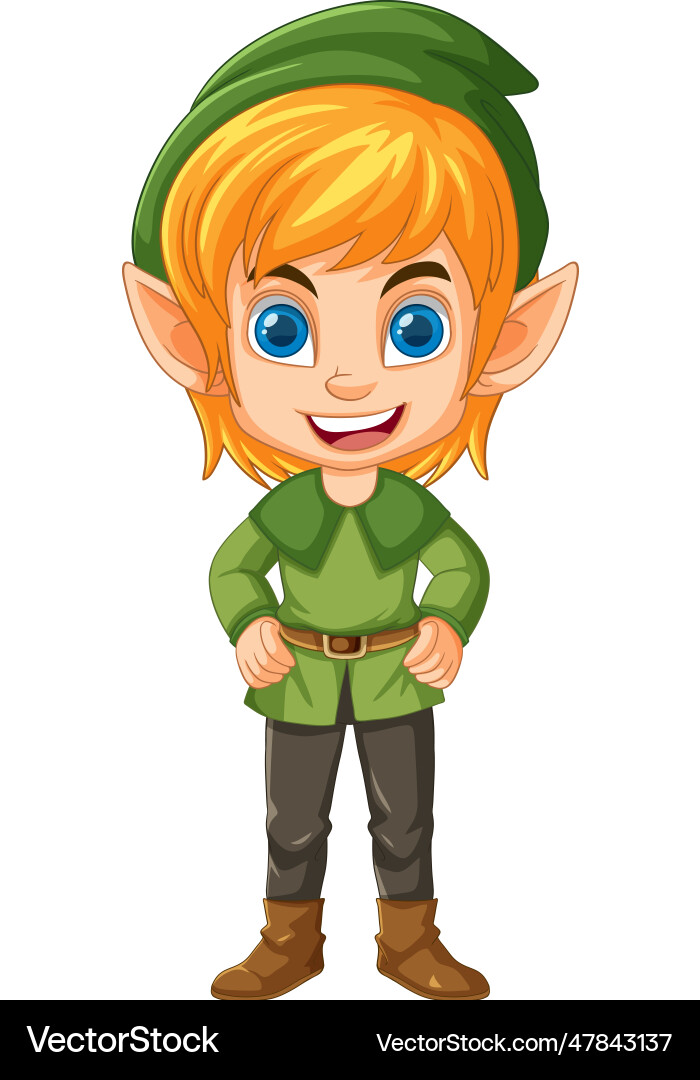 Cute elf cartoon character isolated Royalty Free Vector