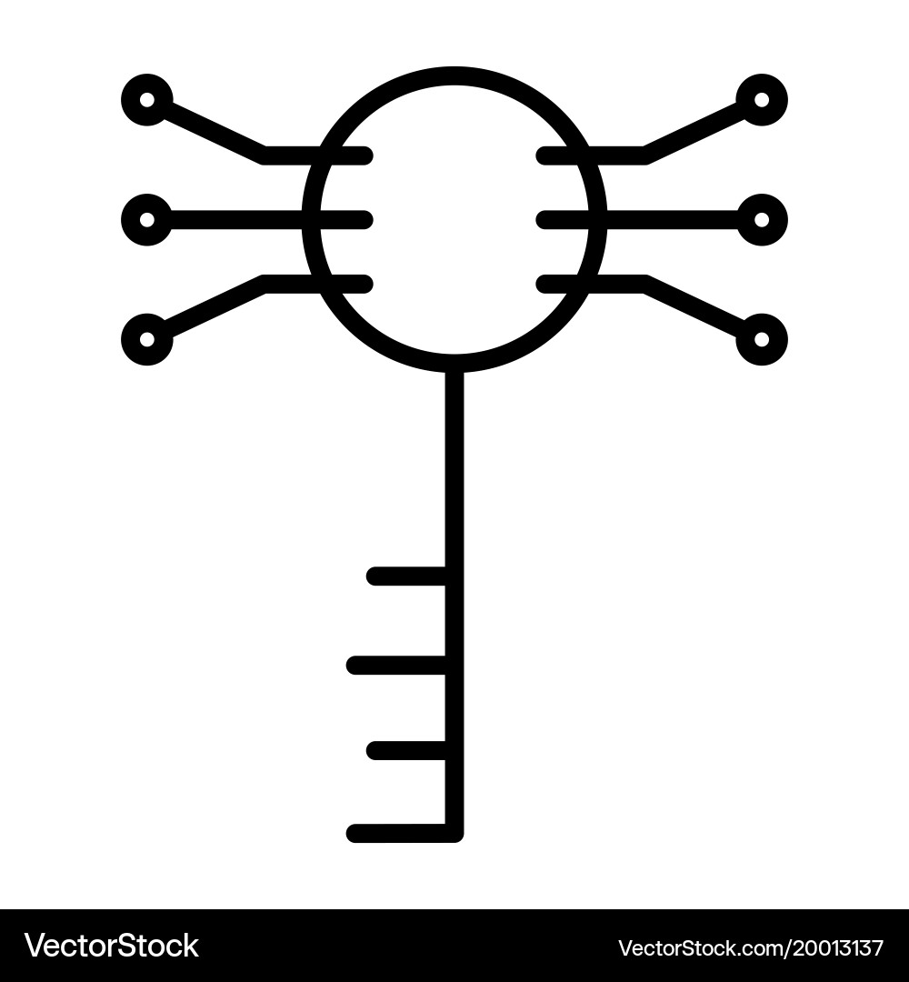 Electronic circuit key line iconminimal pictograph