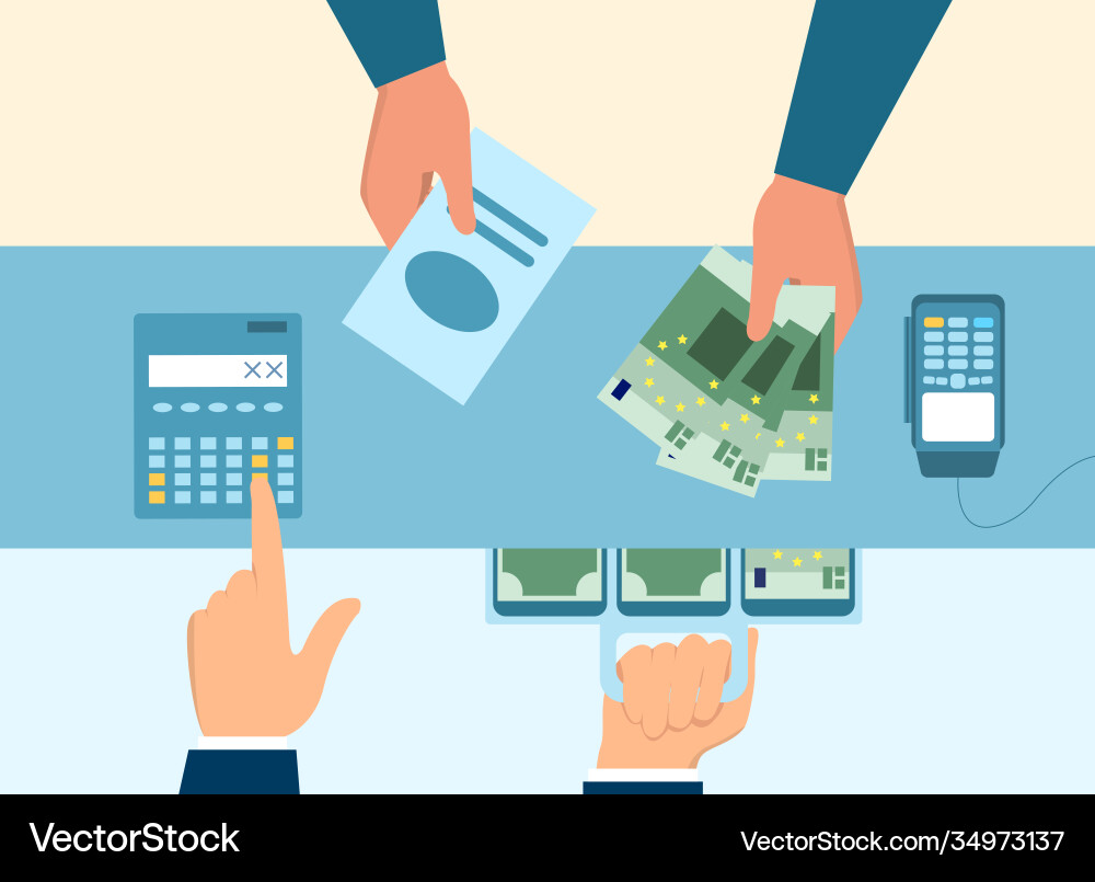 Employee calculates cost purchase Royalty Free Vector Image