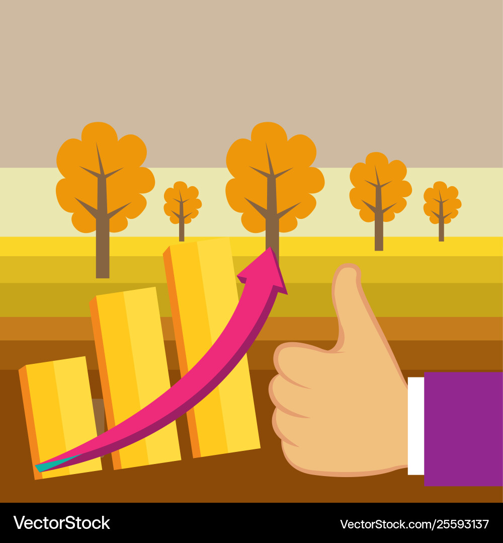 Flat photo design growing business bar chart Vector Image