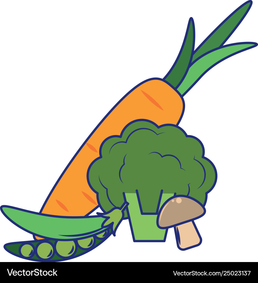 Fresh vegetables food blue lines Royalty Free Vector Image