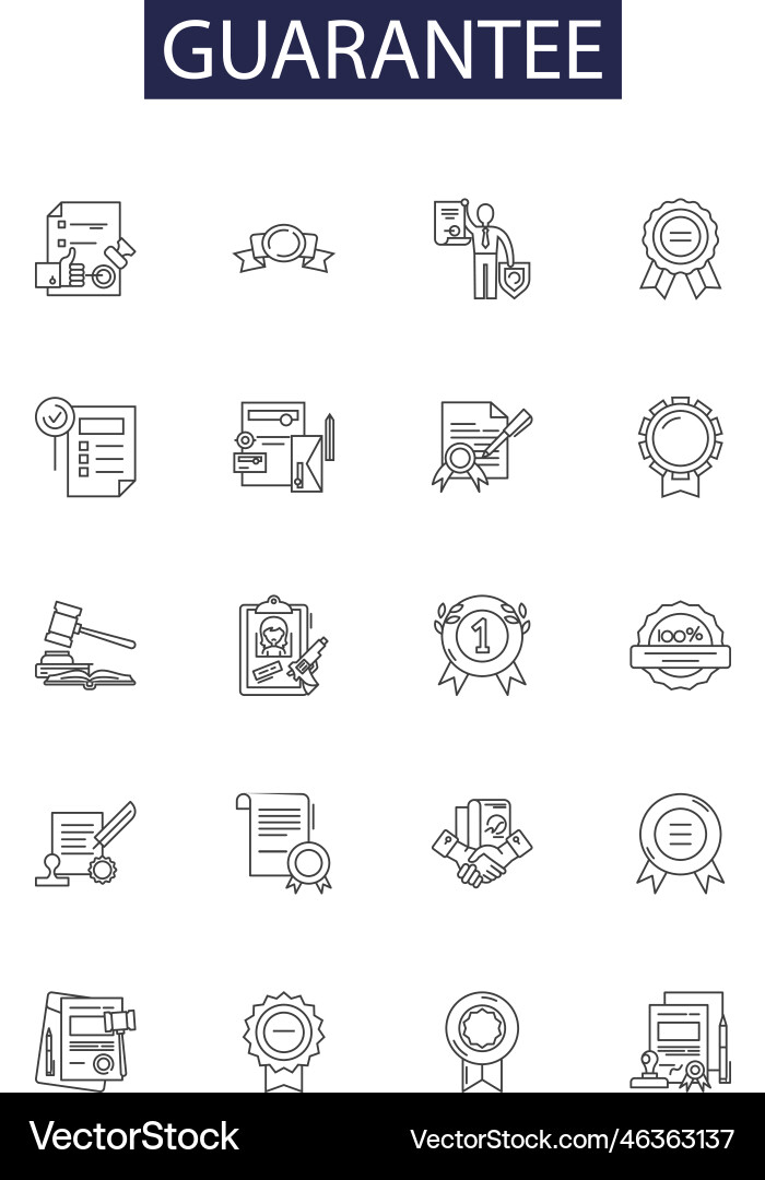 Guarantee line icons and signs security Royalty Free Vector