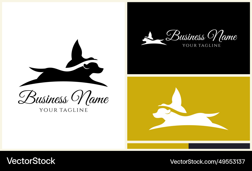 Hunting dog duck logo template Royalty Free Vector Image