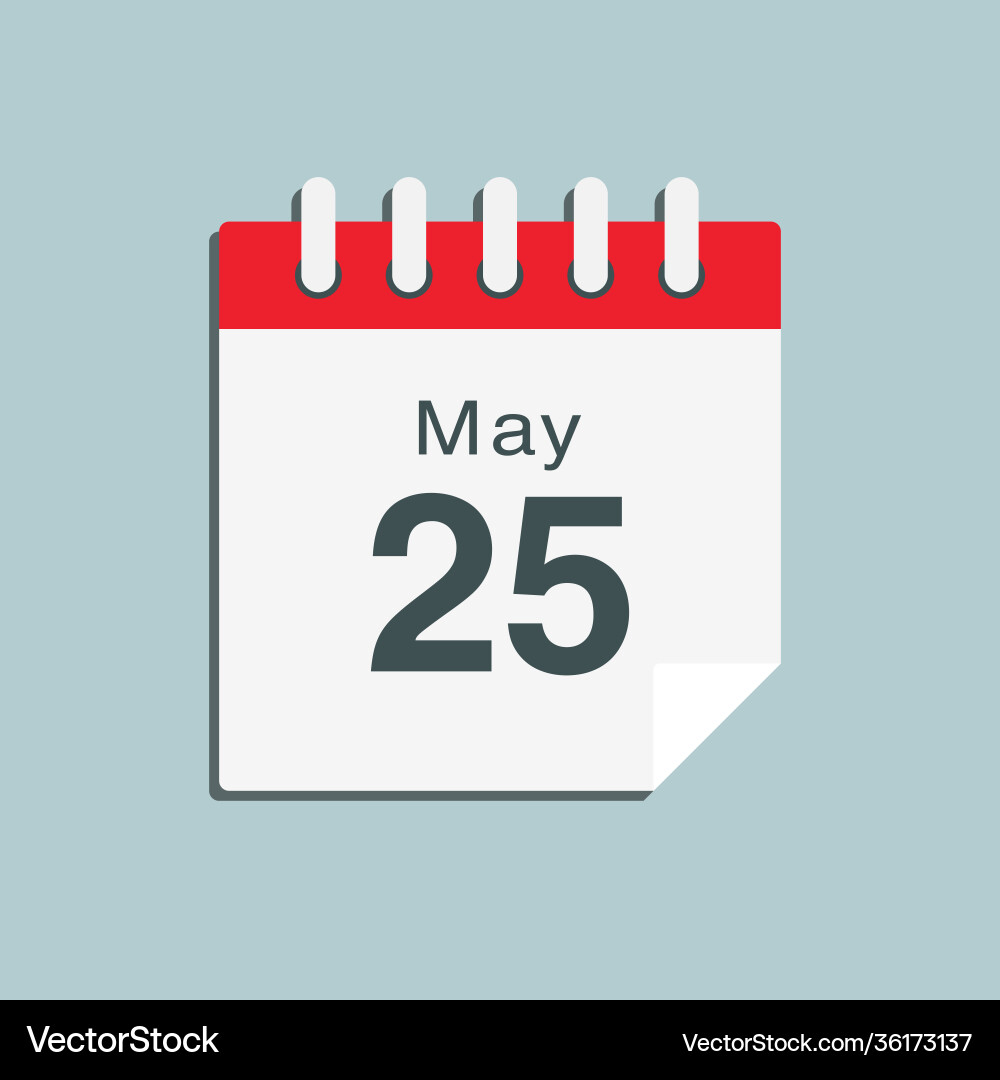 Icon day date 25 may template calendar page Vector Image