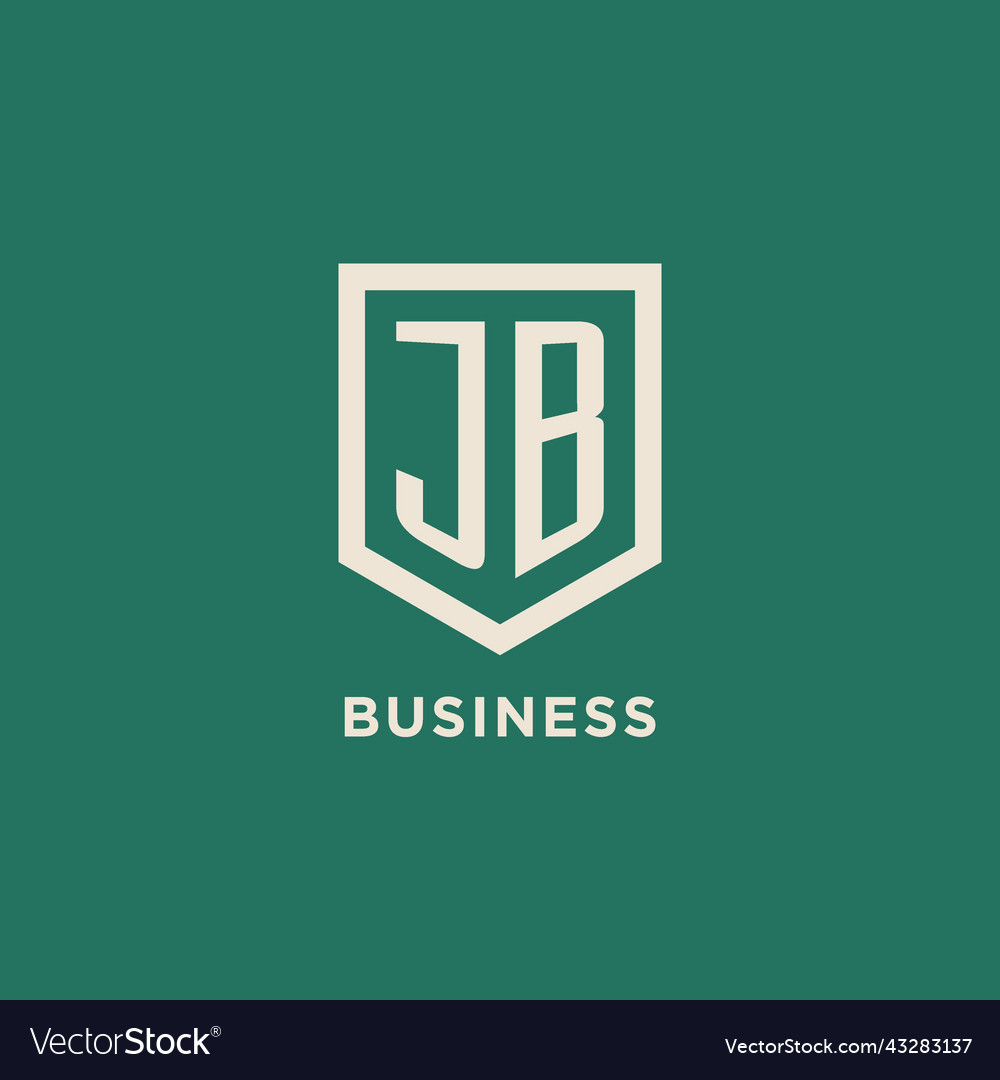Jb initial logo monogram shield geometric shape Vector Image