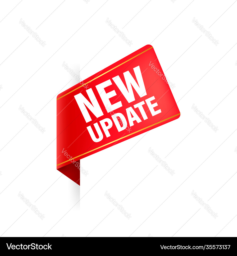 New update red ribbon on white background red Vector Image