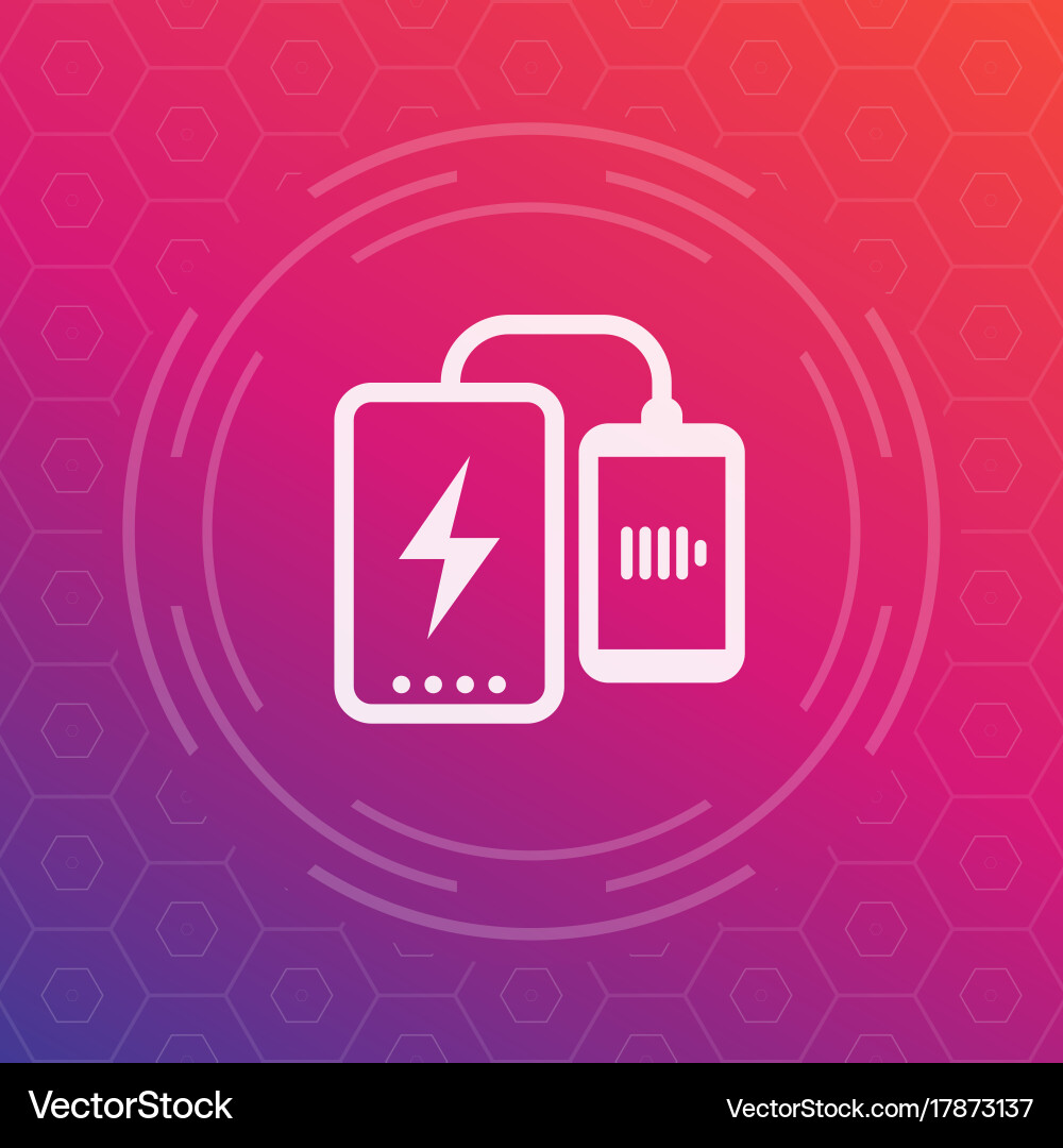 Power bank charging phone icon Royalty Free Vector Image