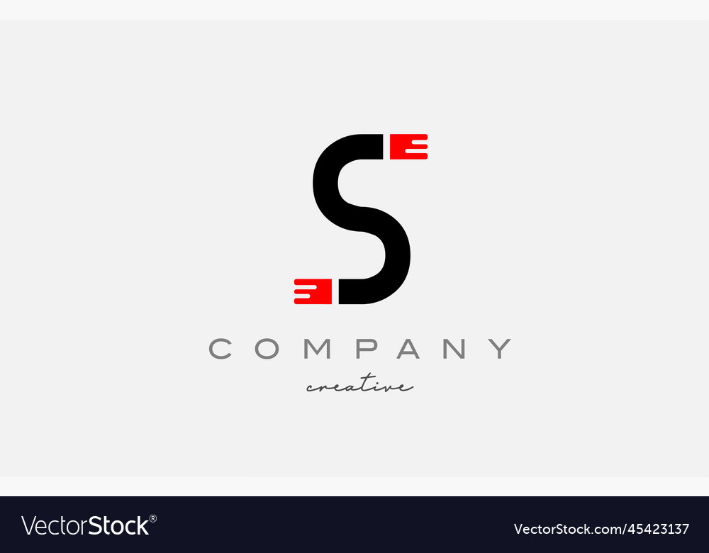 S black and red alphabet letter logo icon design Vector Image