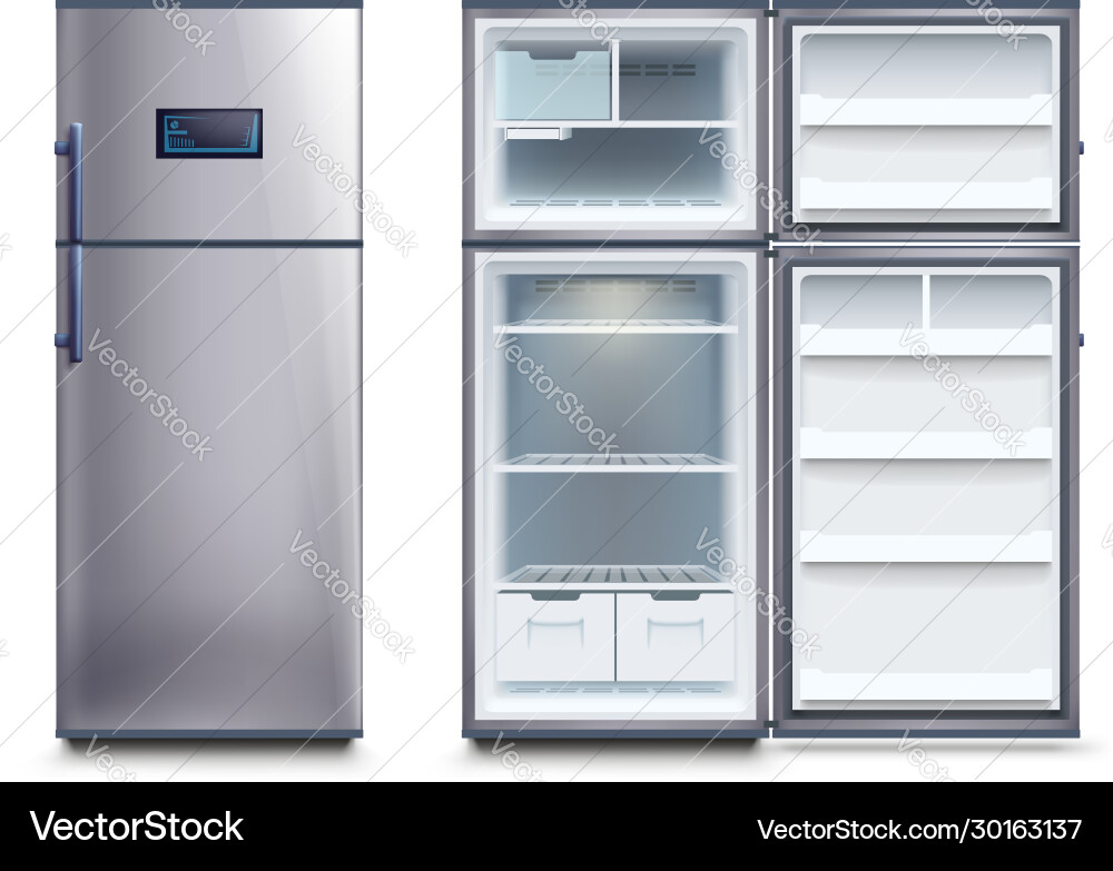 Steel fridges set Royalty Free Vector Image - VectorStock
